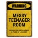 Warning Sign - Messy Teenager Room - Teenager Room Sign - Teenager Room ...