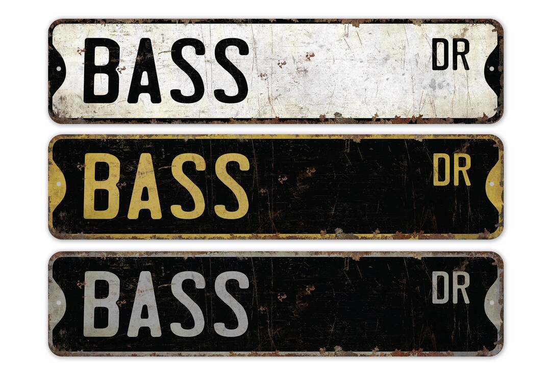 Bass - Bass Sign - Bass Decor - Vintage Style Sign - Custom Street Sign ...
