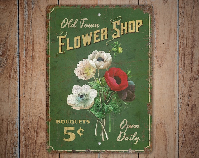 Old Town Flower Shop Flower Shop Sign Flower Shop Decor Flower Market ...