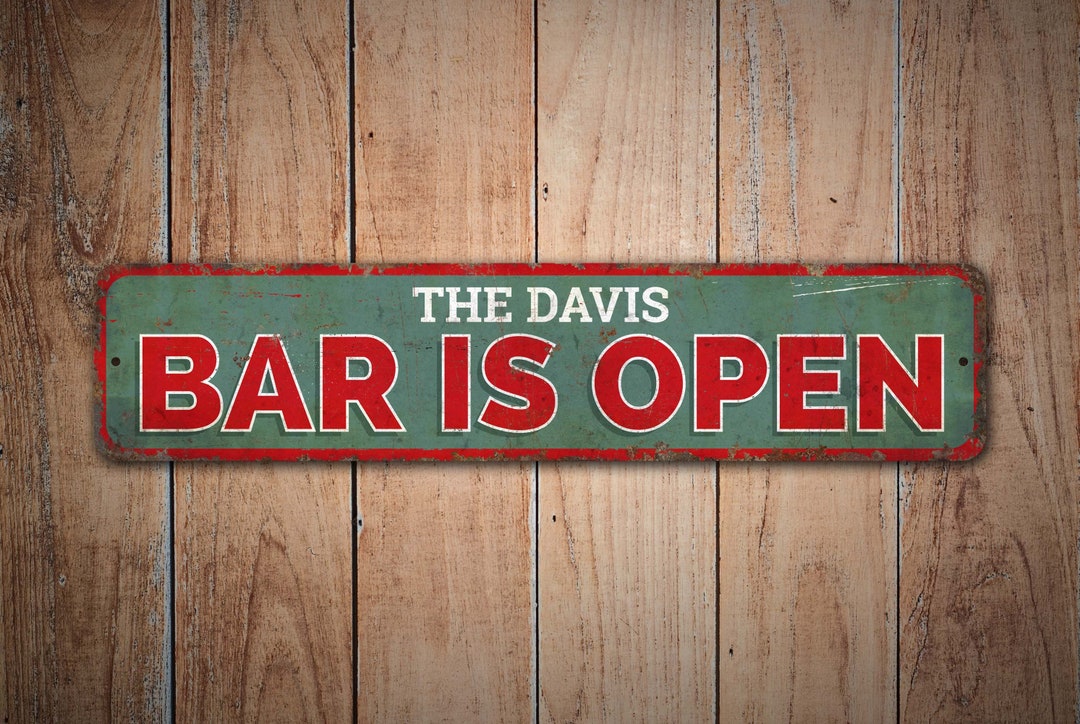 Bar is Open - Bar is Open Sign - Bar is Open Decor - Vintage Style Sign ...