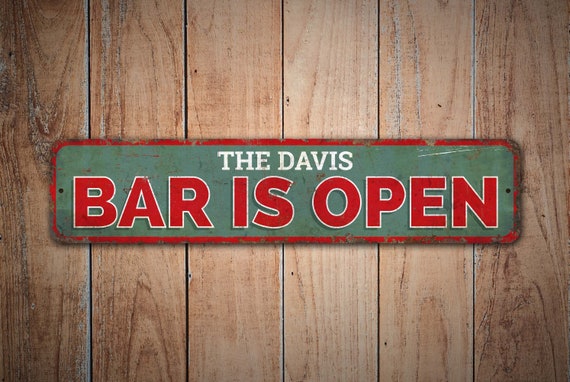 Bar is Open Bar is Open Sign Bar is Open Decor Vintage | Etsy