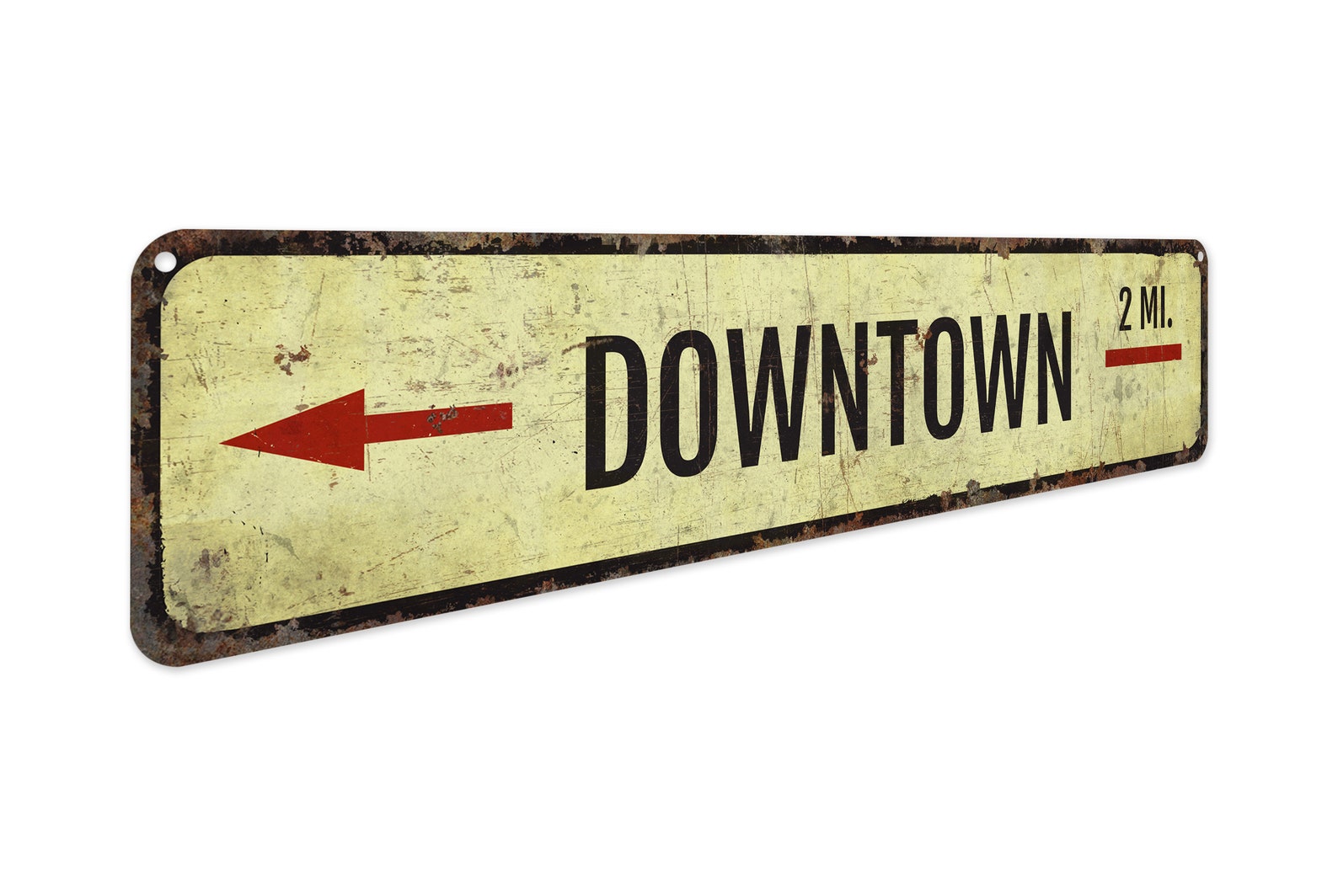 Downtown Sign Downtown Arrow Sign Downtown Decor Vintage - Etsy