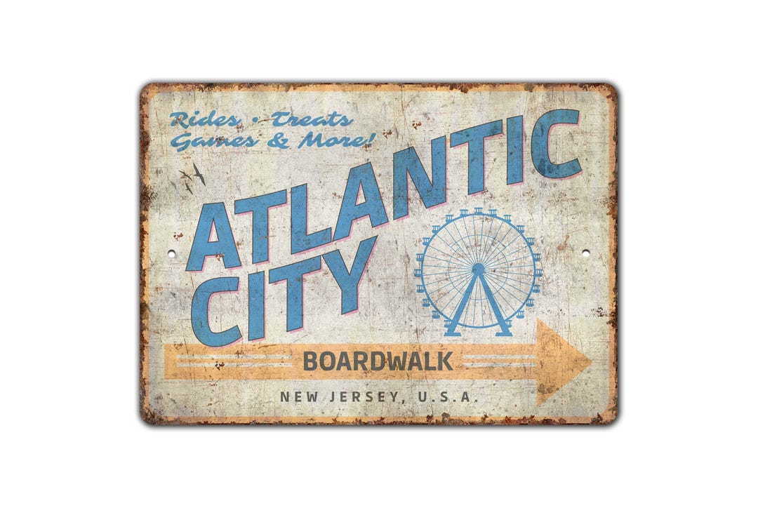 Atlantic City Boardwalk Sign - Arrow Sign - Beach Town Decor ...