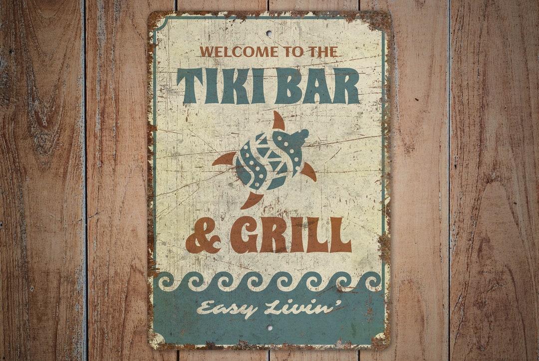 Tiki Bar and Grill Sign Tiki Bar and Grill Tiki Bar Sign Tiki Bar Decor ...