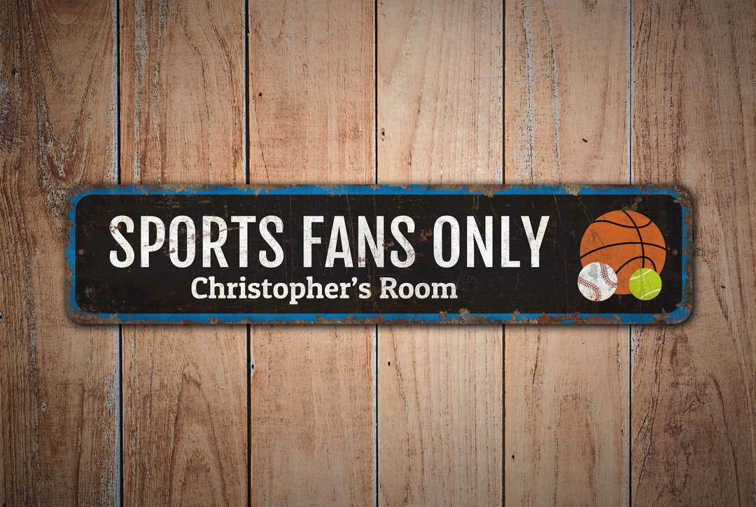 Sports Fans Only Sign - Kids Room Sign - Kids Room Decor - Vintage ...