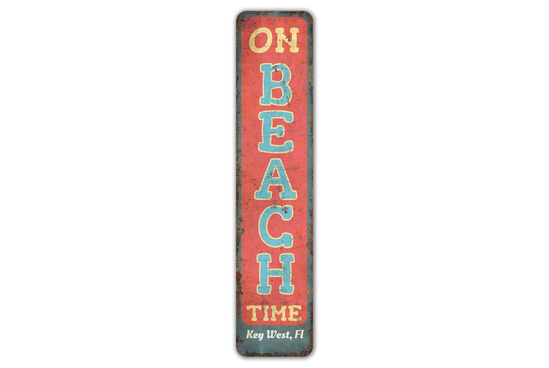 On Beach Time Sign - Beach House Decor - Ocean Lover Gift - Vintage ...