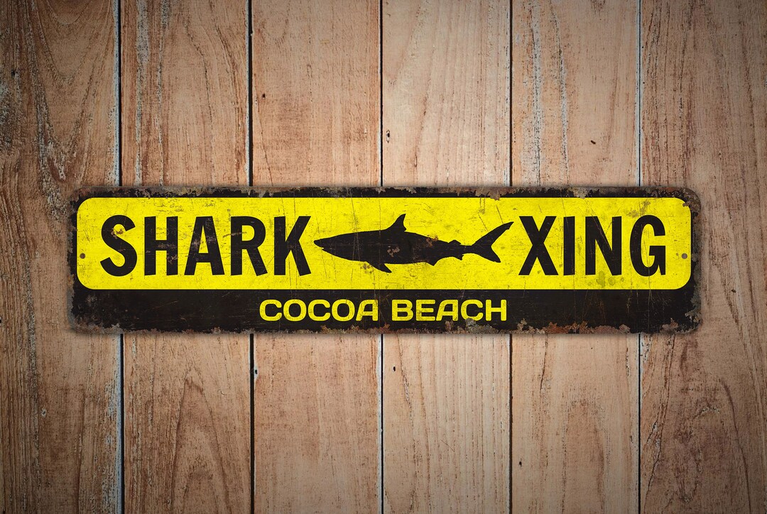 Shark Crossing Sign - Beach Sign - Beach Decor - Vintage Style Sign ...
