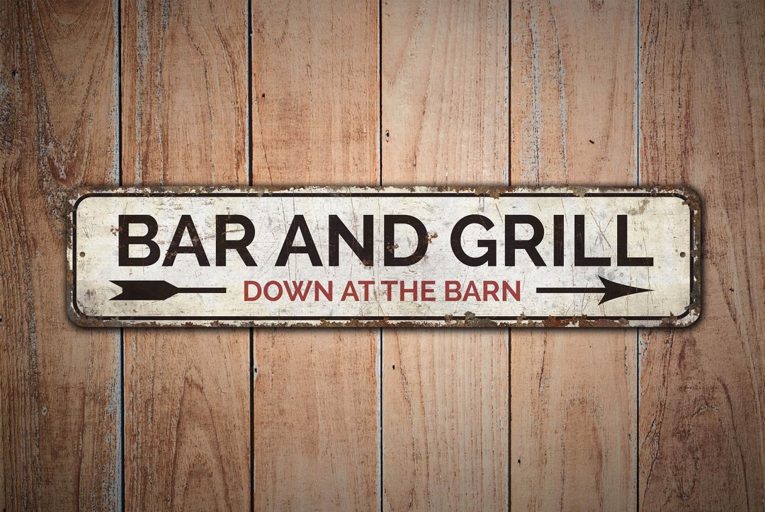 Bar and Grill Sign Custom Bar Sign Beer Bar Decor Bar and Grill Decor ...