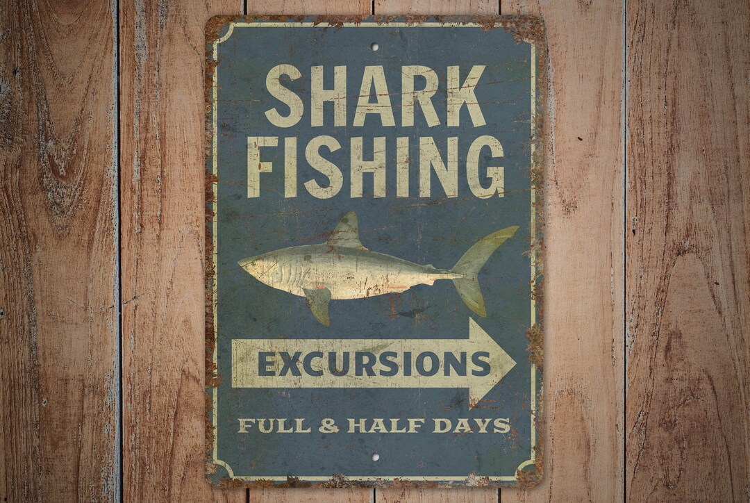 Shark Fishing - Shark Fishing Sign - Shark Fishing Decor - Fishing Sign ...