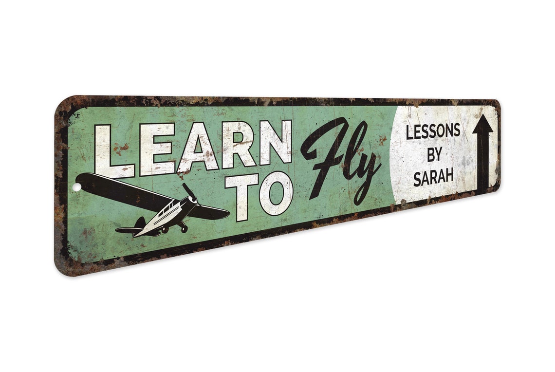 Learn to Fly Sign Flying Lesson Sign Vintage Style Sign - Etsy
