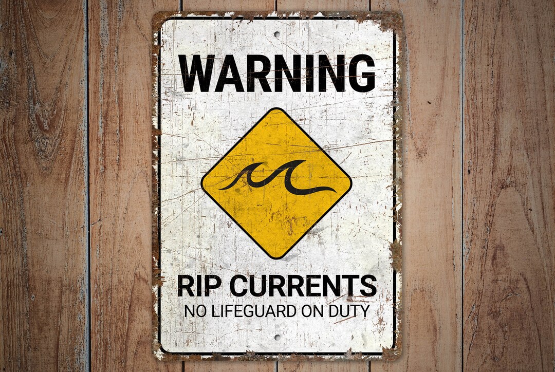 Rip Currents Sign - Beach Warning Sign - No Lifeguard Sign - No ...