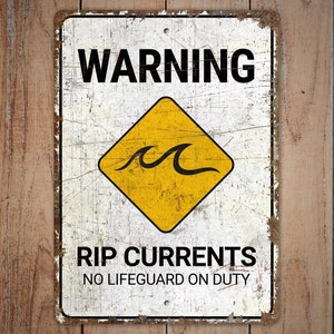 Rip Currents Sign - Beach Warning Sign - No Lifeguard Sign - No ...