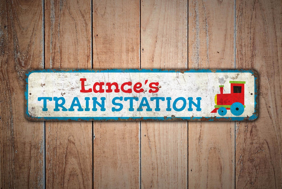 Train Station - Kids Room Sign - Kids Room Decor - Vintage Style Sign ...