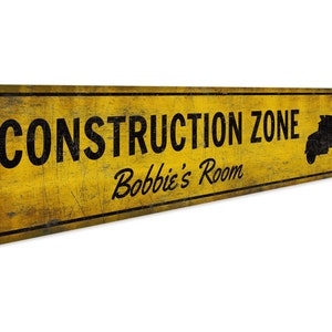 Construction Zone Door Sign - Kids Construction Fan- Personalized Sign ...