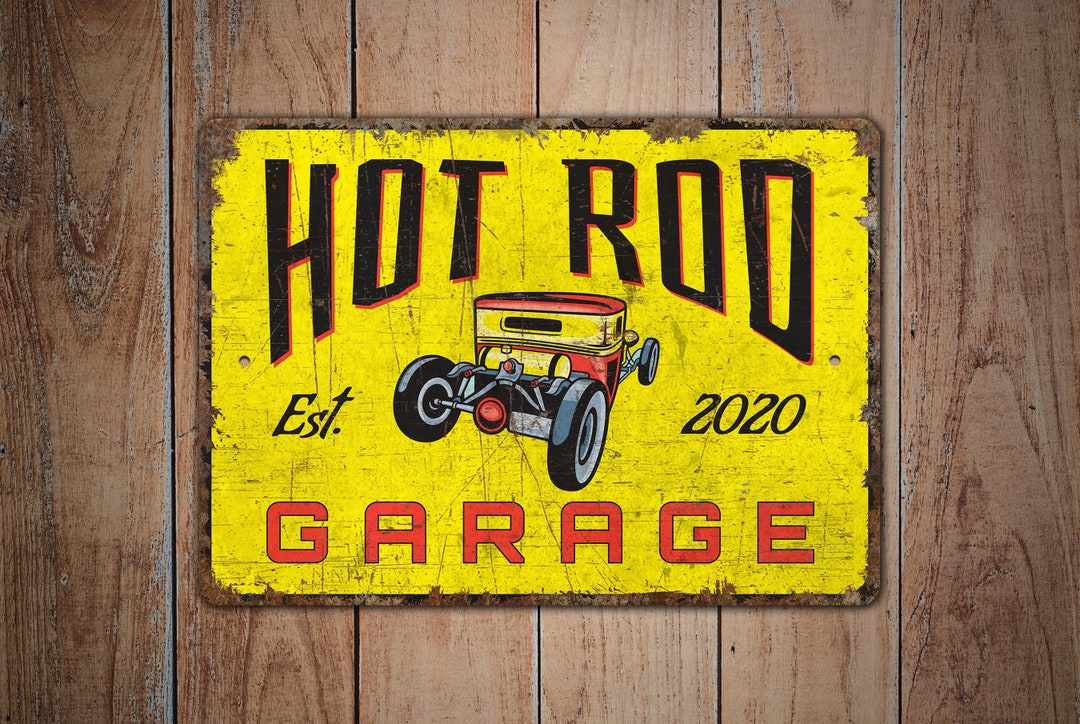 Hot Rod Garage Sign Hot Rod Garage Decor Hot Rod Sign Mechanic on Duty ...