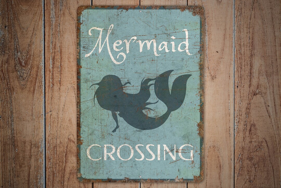Mermaid Crossing - Mermaid Crossing Sign - Beach Decor - Beach Sign ...