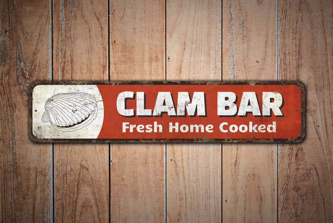 Clam Bar Clam Bar Sign Clam Bar Decor Homemade Clam Fresh Clam Sign ...