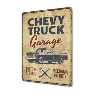 Chevy Truck Garage Sign - Chevy Truck Garage - Garage Sign - Garage ...