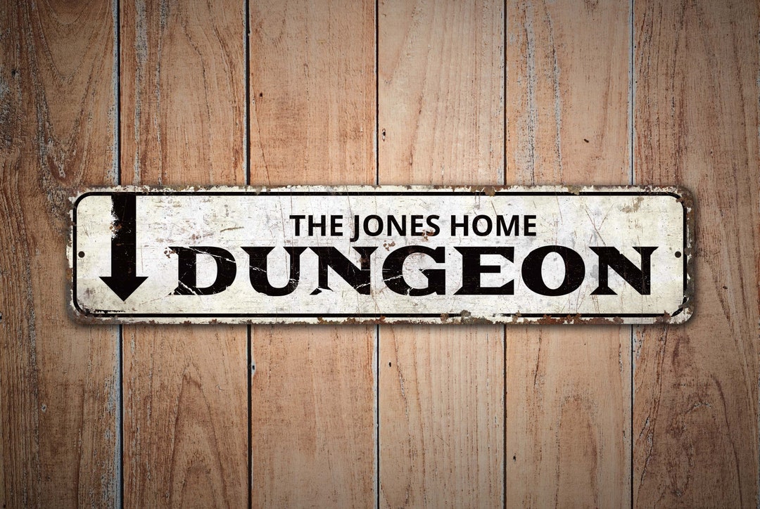 Family Dungeon Sign - Family Dungeon - Dungeon Arrow Sign - Vintage ...