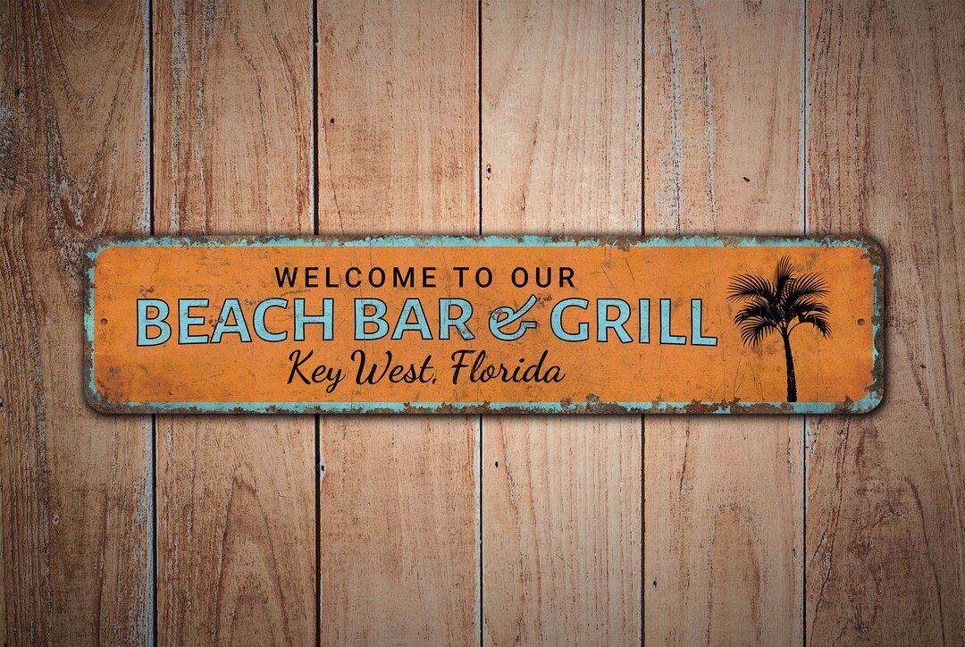 Beach Bar - Beach Bar Sign - Beach Bar Decor - Key West Sign - Beach ...