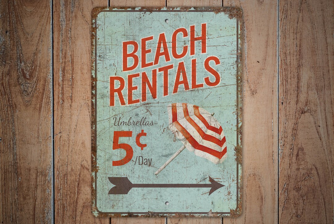 Beach Rentals Sign - Beach Rental Decor - Umbrella Rental Sign - Beach ...