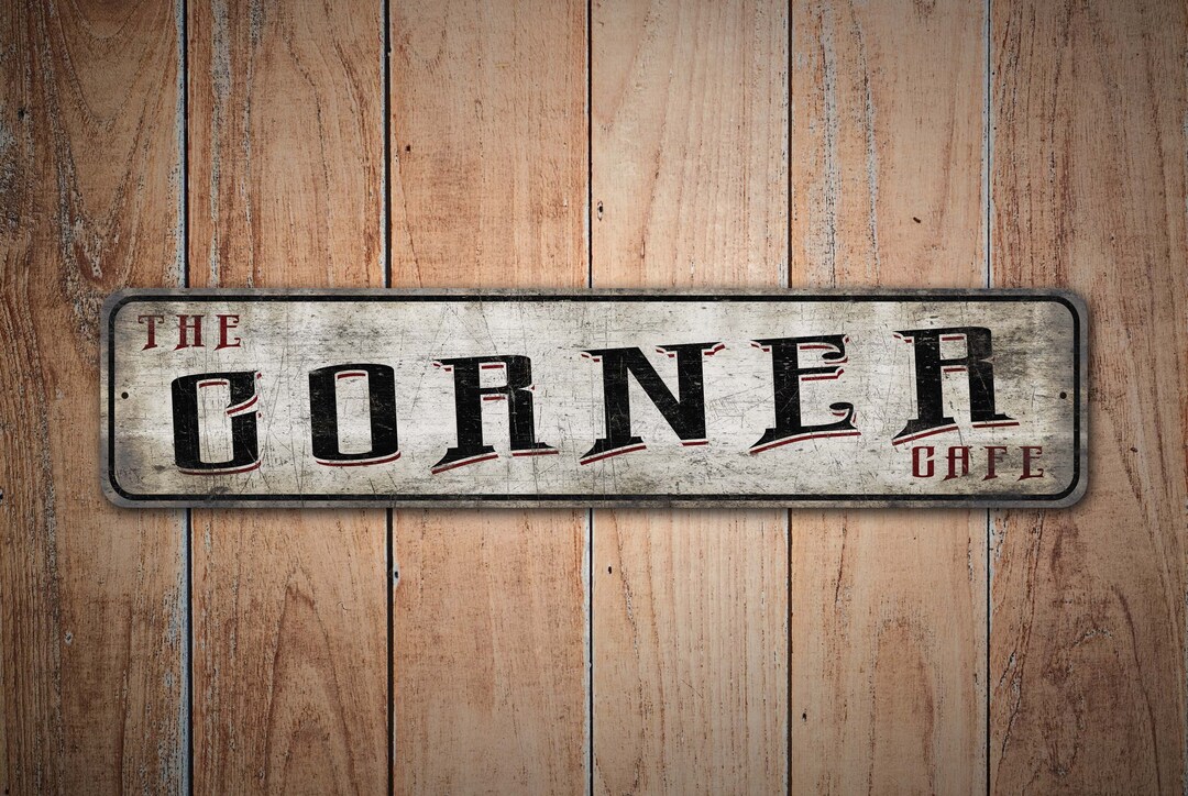 Corner Cafe Sign - the Corner Cafe - Vintage Style Sign - Corner Cafe ...