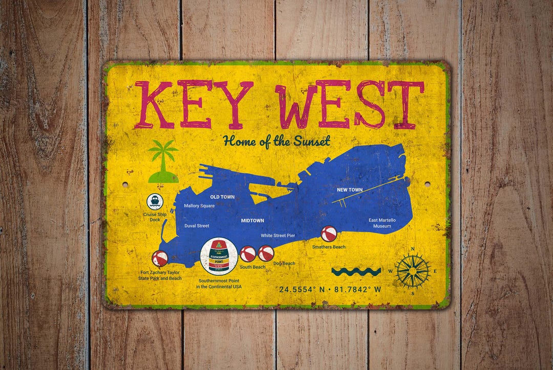 Custom Key West Nautical Map - Key West Sign - Coordinates Sign ... Custom Key West Nautical Map - Key West Sign - Coordinates Sign ...