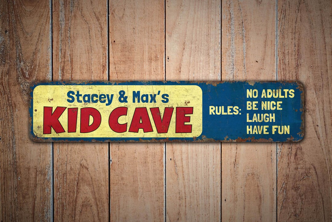 Kid's Cave - Kids Room Sign - Kids Room Decor - Vintage Style Sign ...