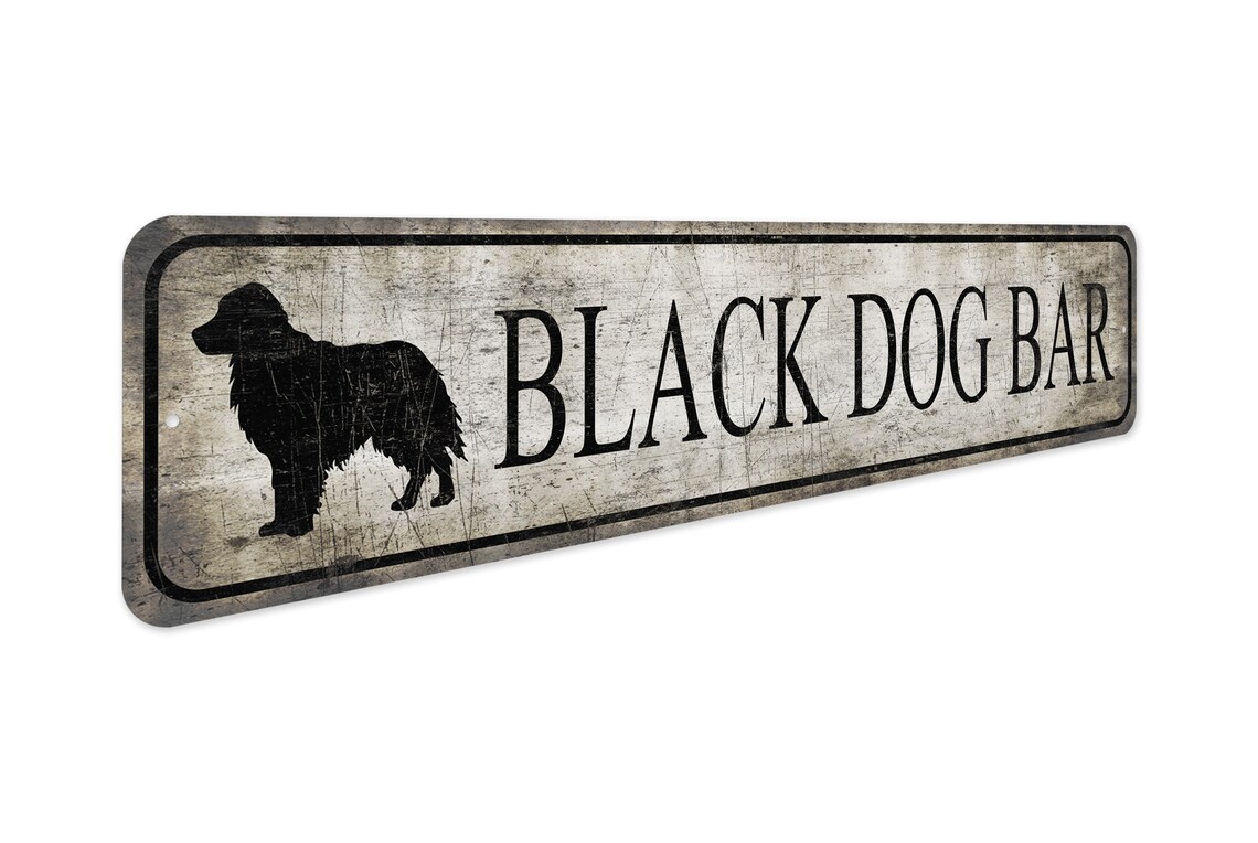 Black Dog Bar Sign - Black Dog Pub Sign - Vintage Style Sign - Black ...