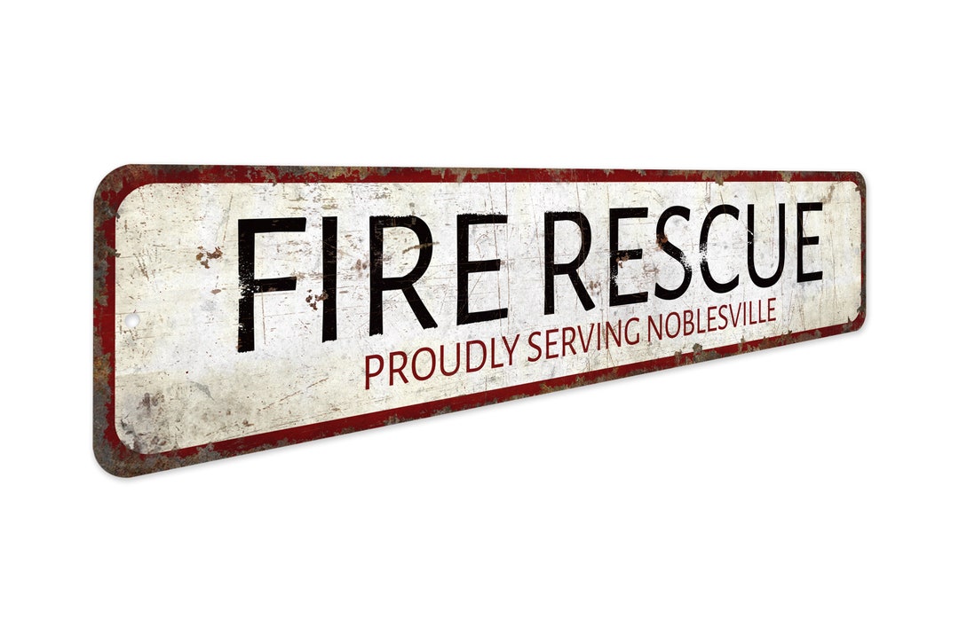 Fire Rescue Sign - City Fire Rescue - Vintage Style Sign - Fire Rescue ...