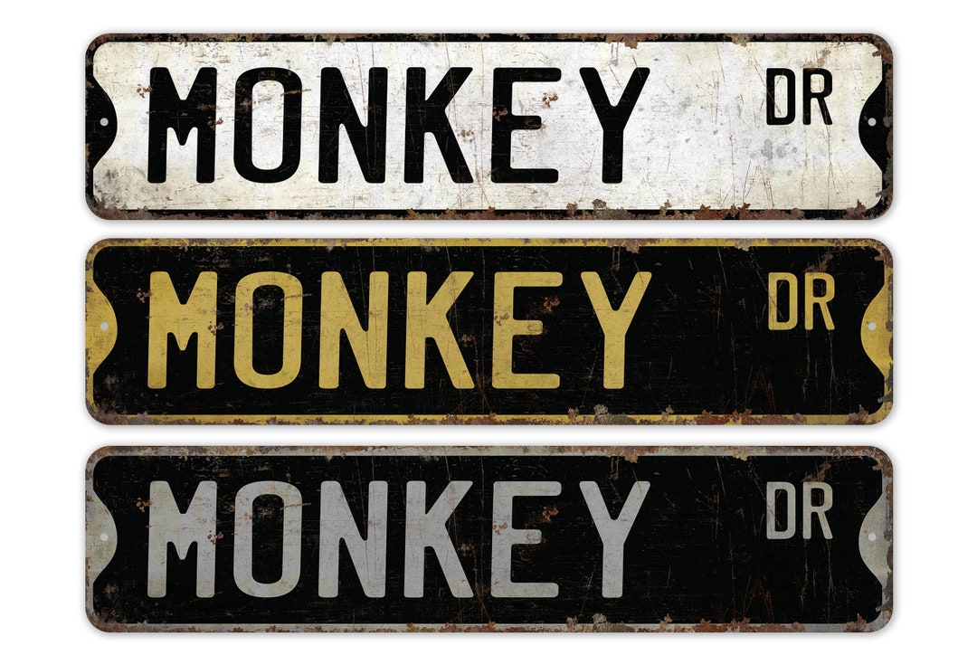Monkey - Monkey Sign - Monkey Decor - Monkey Lover Gift - Custom Street ...