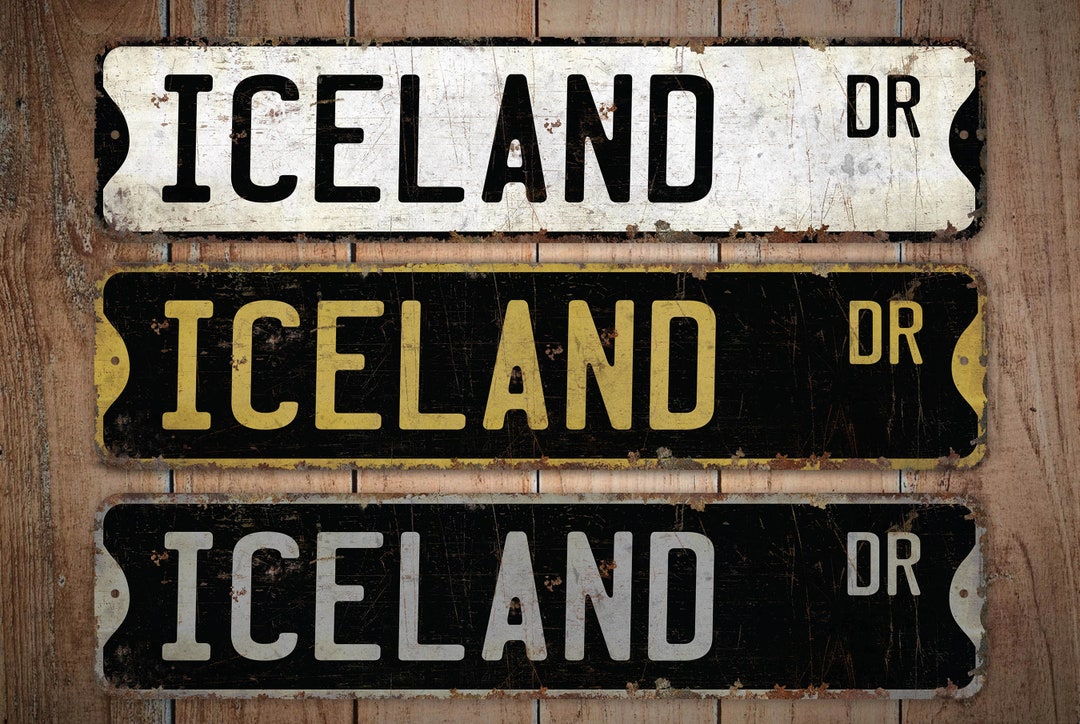 Iceland - Iceland Sign - Iceland Decor - Vintage Style Sign - Custom ...