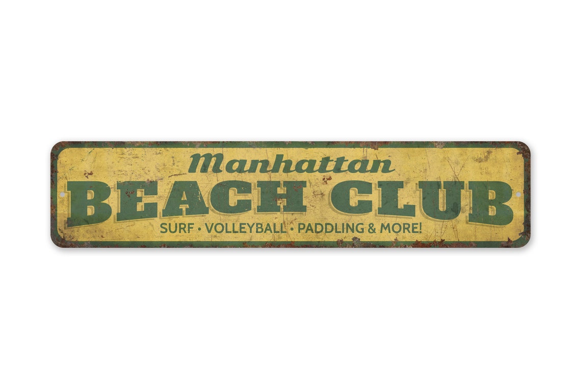Beach Club Sign Beach Club Decor Vintage Style Sign - Etsy