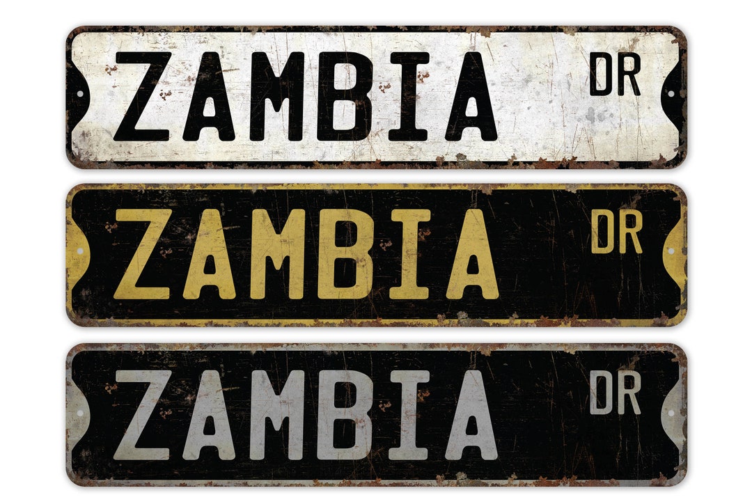 Zambia - Zambia Sign - Zambia Decor - Vintage Style Sign - Custom ...