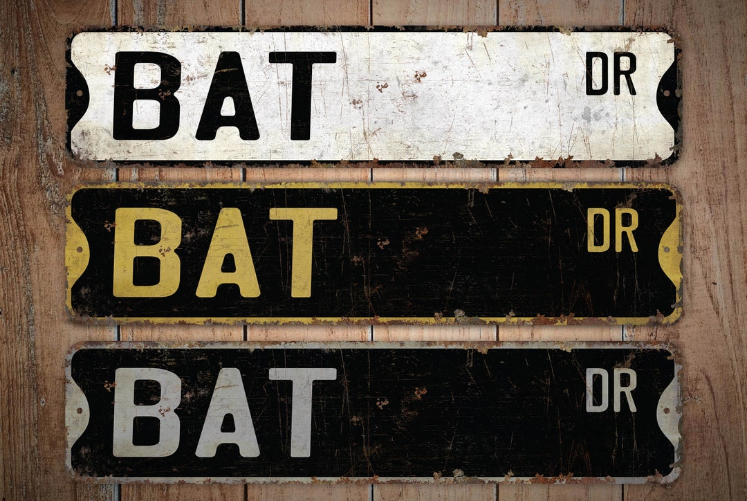 Bat Bat Sign Bat Decor Vintage Style Sign Custom Street Sign Premium ...