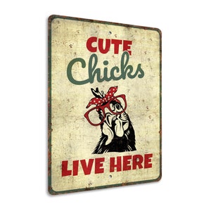 Cute Chick Lives Here Sign - Chicken Farm Sign - Chicken Farm Decor ...