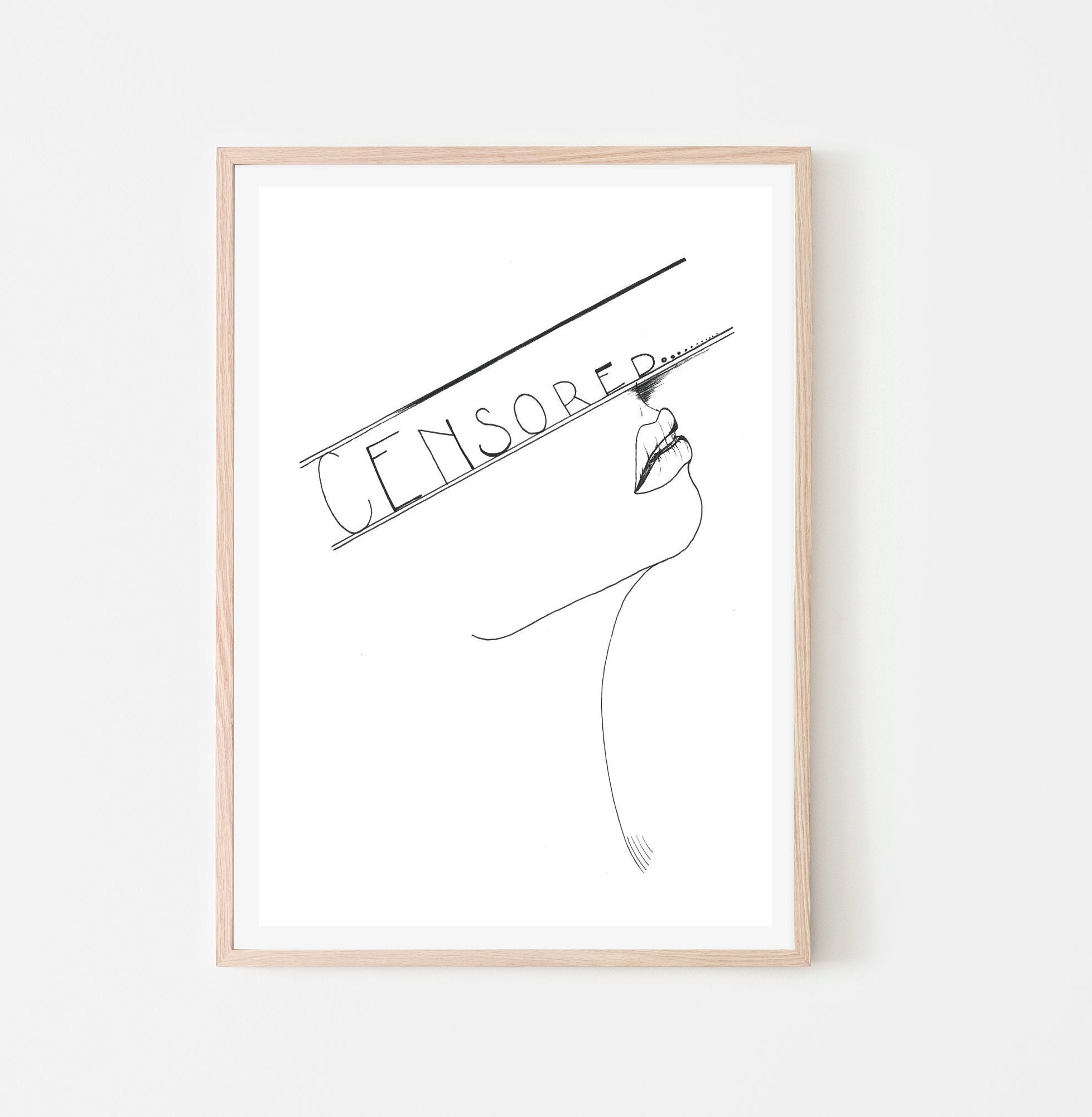 Censored Print Ink Drawing Portrait Custom Portrait Black - Etsy