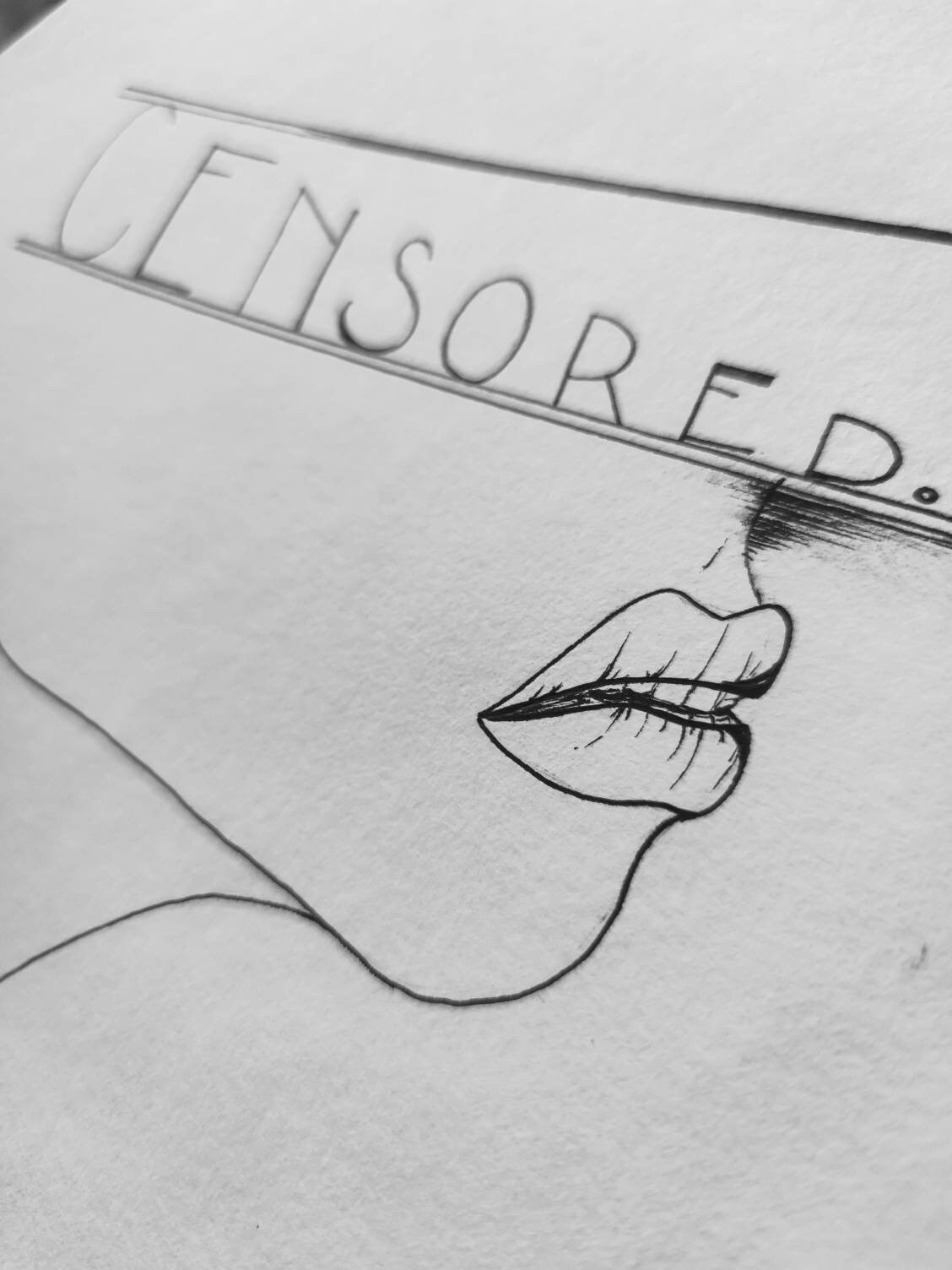 Censored Print Ink Drawing Portrait Custom Portrait Black - Etsy