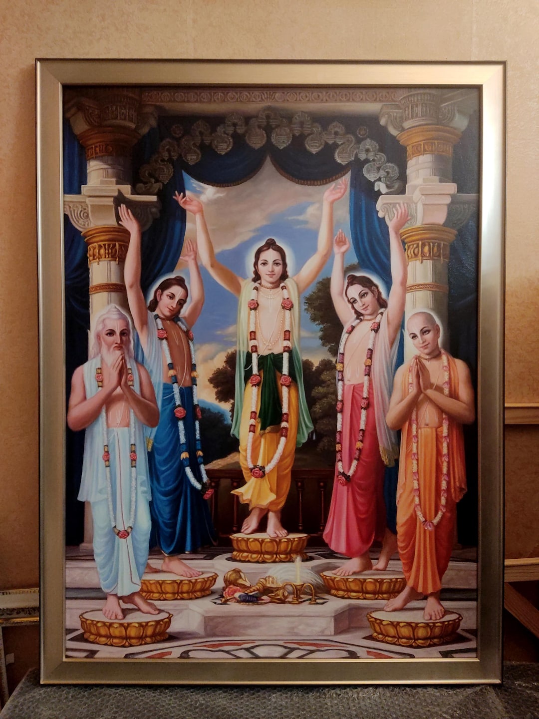 Pancha Tattva Oil Painting on Canvas, Made TO ORDER, Krishna Vishnu Shiva Bhakti Shakti Artwork ...