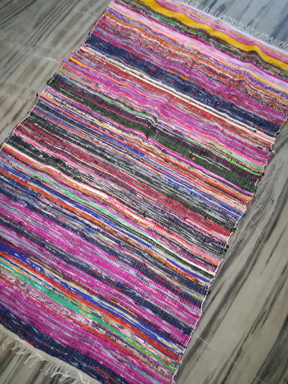 Indian Chindi Rug Vintage Sari Cotton Rug Hand Woven Rug Chindi Kilim ...