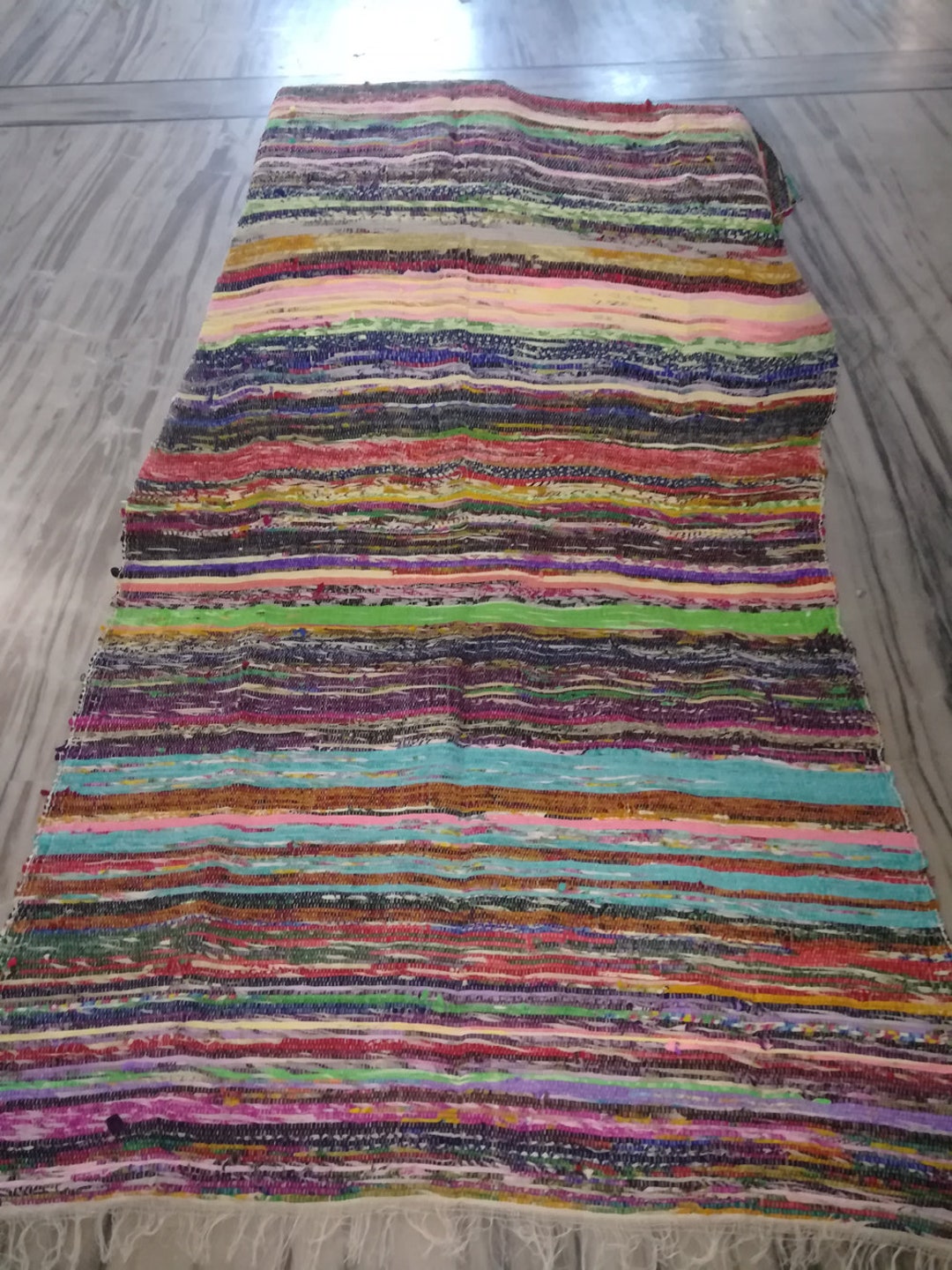 Indian Handmade Vintage Chindi Rug Yoga Mat Rugs Bohemian Hippie Decor ...