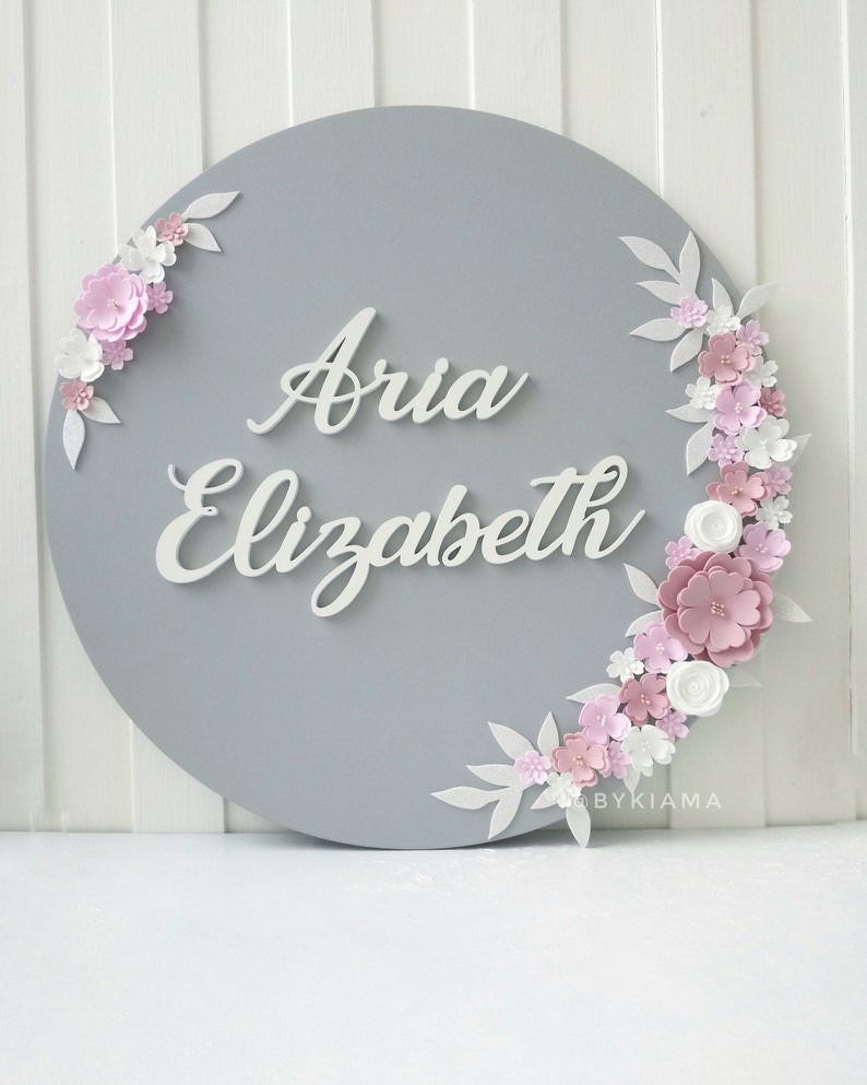 Round Nursery Name Sign Custom Round Baby Name Sign Circle - Etsy