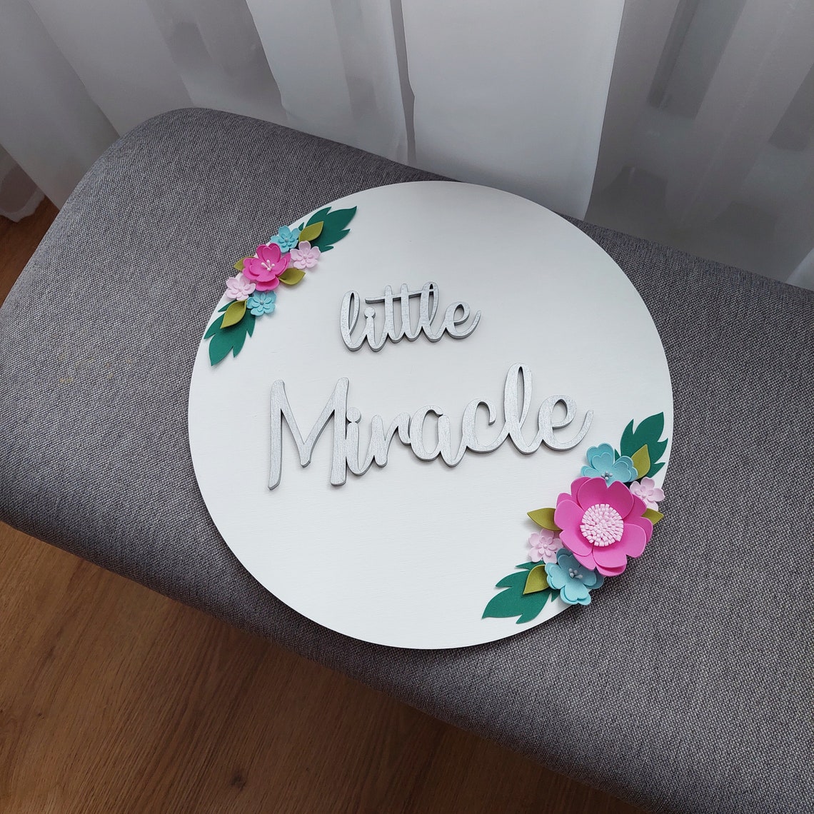 Round Wood Little Miracle Sign for Nursery Decor Colorful - Etsy