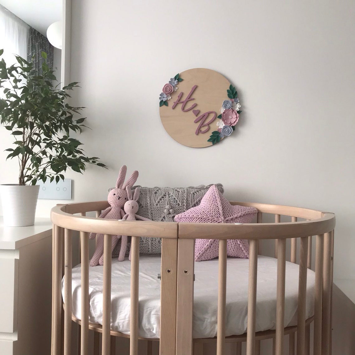 Custom Baby Girl Wooden Circle Name Signs First Middle Baby - Etsy