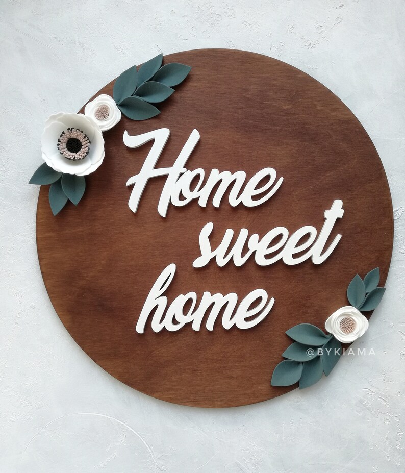 Round Wood Home Sweet Home Sign Unique Housewarming Gift - Etsy