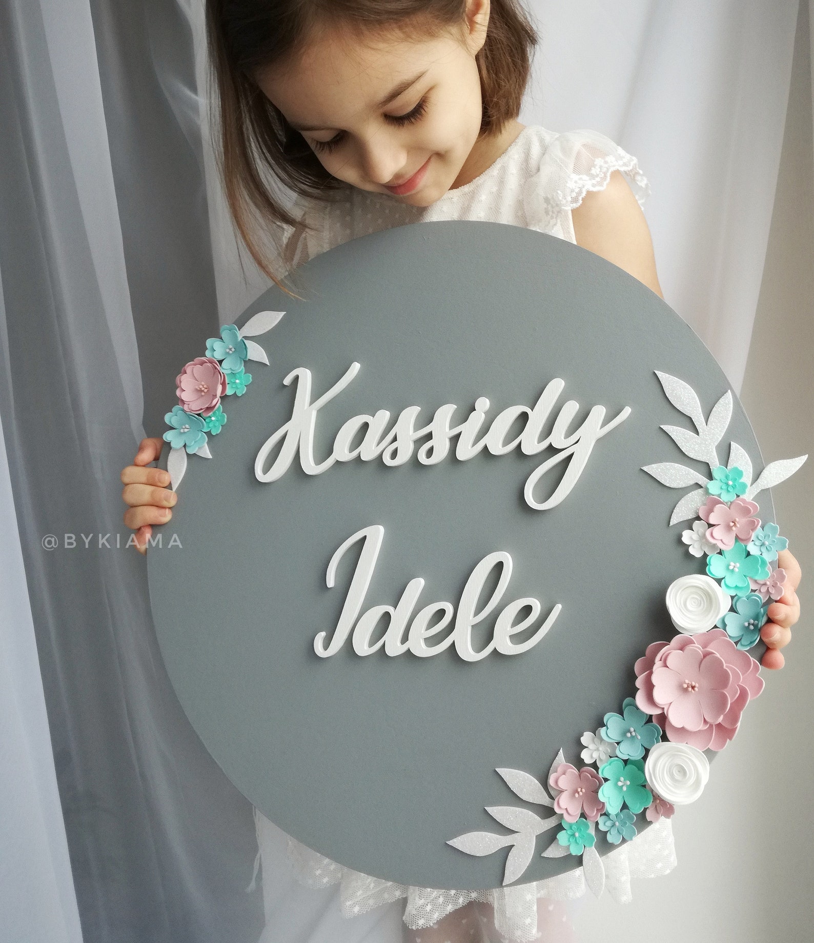 Round Nursery Sign Round Baby Name Sign Nursery Name Sign - Etsy