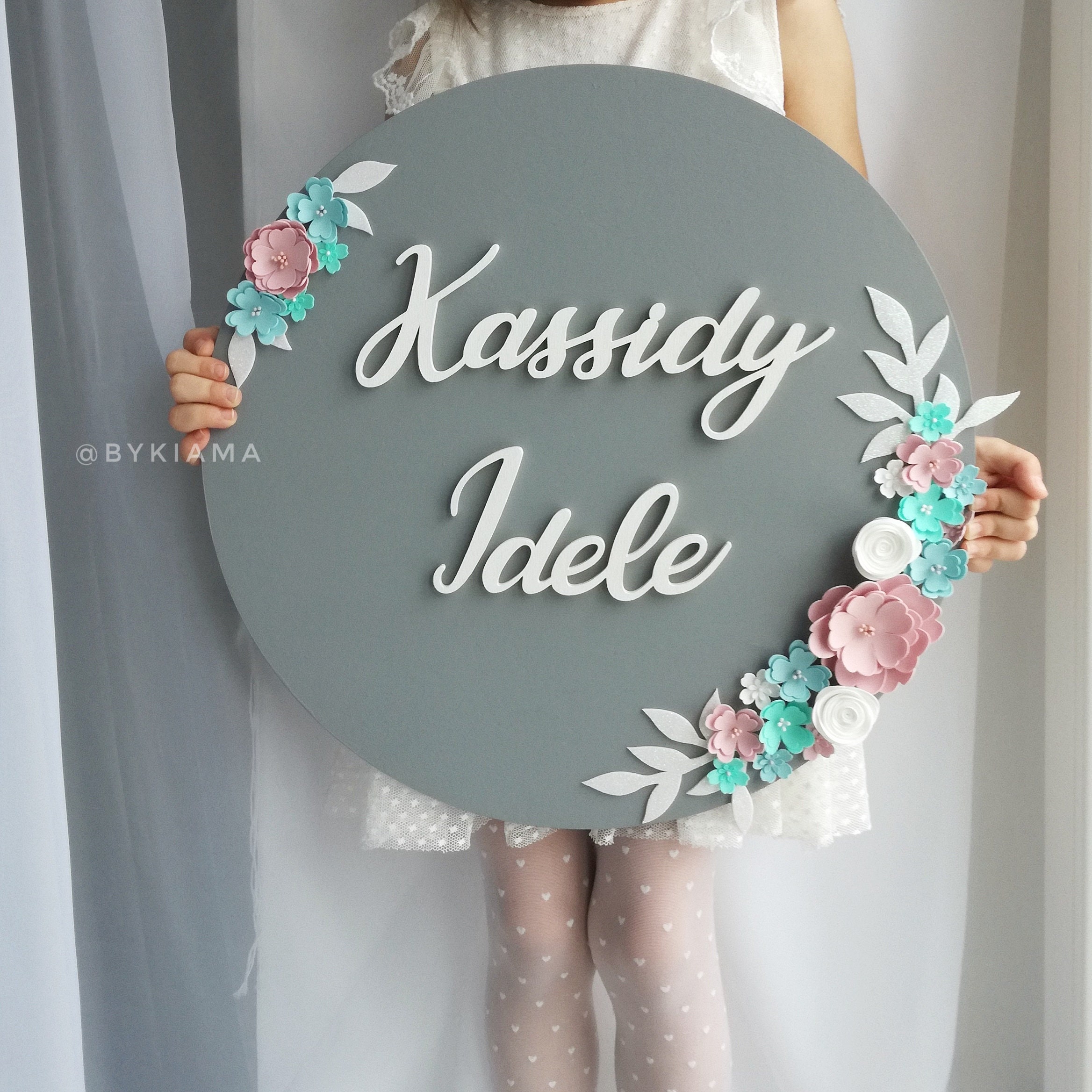 Round Nursery Sign Round Baby Name Sign Nursery Name Sign - Etsy