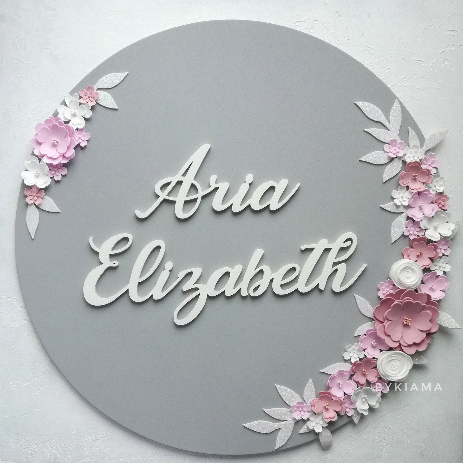 Round Nursery Sign Nursery Name Sign Wooden Name Sign Baby Girl Nursery ...