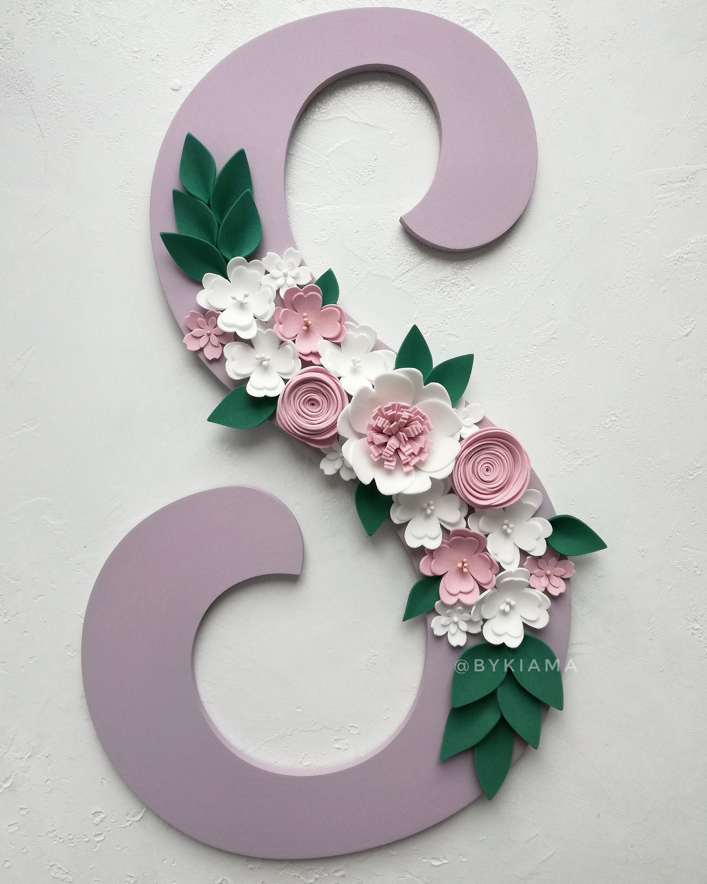Wood Floral Letter Sign for Blush Pink Nursery Decor Felt Flower Letter ...
