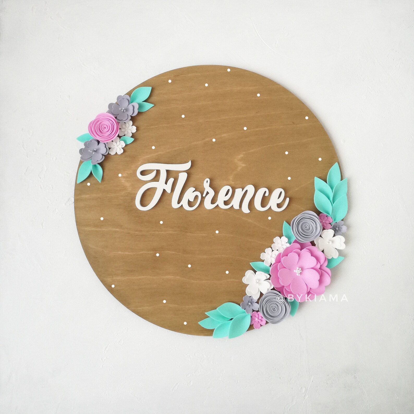 Custom Baby Girl Wooden Circle Name Signs First Middle Baby - Etsy